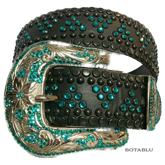 Kippys | Accessories | Kippys Turquoise Swarovski Crystal Black Leather ...